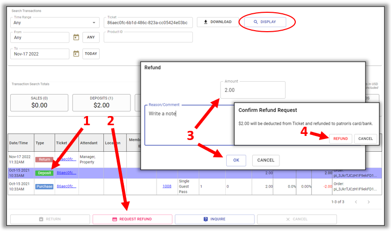 How to REFUND money back to a patron's credit card
